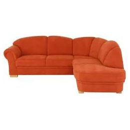 Ecksofa Home Affaire "Amrum L-Form", orange (terra), B:249cm H:91cm T:218cm, Jacquard ( 100% Polyester );Struktur Blume (100% Polyester), Sofas, Ecksofa, wahlweise mit Bettfunktion und Ottomane links/rechts