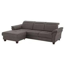 Ecksofa Home Affaire "Solvei L-Form", grau (anthrazit), B:255cm H:104cm T:185cm, Struktur (100% Polyester);Luxus-Microfaser Lederoptik (100% Polyester);Luxus-Microfaser ALTARA NUBUCK (100% Polyester), Sofas, Ecksofa, mit Recamierenabschlu&szlig; und Sitztiefenverstellung