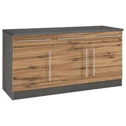 Unterschrank KOCHSTATION "KS-Samos", braun (wotaneichefarben), B:150cm H:85cm T:60cm, Holzwerkstoff, Schr&auml;nke, Unterschrank, Breite 150 cm