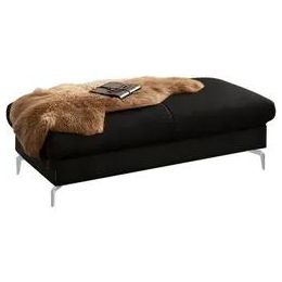 Polsterhocker W.Schillig "piedroo, Designsofa mit tollem Sitzkomfort, bequem, L-Form", schwarz (schwarz z59), B:141cm H:42cm T:70cm, Longlife Xtra-Leder Z59: Glattleder mit modischer Pr&auml;gung. Hautst&auml;rke 0, 9 - 1, 1 mm, Hocker, Polsterhocker, F&uuml;&szlig;e in Silber matt