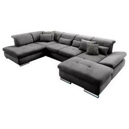 Wohnlandschaft "SO 4100 komfortable Federkernunterfederung, inkl. Kopfteilverstellung", grau (anthrazit 95), B:365cm H:80cm T:225cm, SET ONE BY Musterring, Sofas, Wohnlandschaft, wahlweise Bettfunktion und Sitztiefenverstellung, U-Form