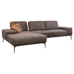Ecksofa W.Schillig "run, Designsofa mit tollem Sitzkomfort, bequem, L-Form", braun (mocca s37), B:319cm H:88cm T:178cm, Longlife Xtra-Leder Z73: Naturwalkleder der Luxusklasse aus den erlesensten Rohh&auml;uten. Hautst&auml;rke 1, 1 &ndash; 1, 3 mm;ROHLEDER Jacquard-Flachgewebe Q2 W60 (63% Polyester, 37% Polyacryl);ROHLEDER Chenille-Flachgewebe Q2 W77 (68% Polyacryl, 32% Polyester);Stoff S37 (100% Polyester), Sof