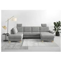 Wohnlandschaft Home Affaire "Summer U-Form", silber, B:314cm H:91cm T:170cm, 100% Polyester, Sofas, Wohnlandschaft, mit oder ohne Bettfunktion und Bettkasten, Cord-Bezug