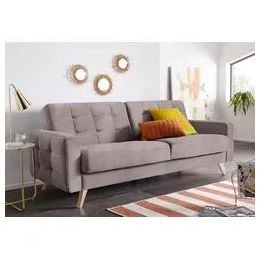 3-Sitzer exxpo - SOFA FASHION "Nappa, kompakt, bequem, zeitloses Design, Breite 222cm, L-Form", grau (taupe), B:222cm H:87cm T:89cm, Samtvelours (100% Polyester);Webvelours (100% Polyester), Sofas, tolle Detailverarbeitung