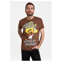 T-Shirt logoshirt "Looney Tunes - Speedy Gonzales", Herren, Gr. M, braun, 100% Baumwolle, bedruckt, normal, Rundhals, Shirts T-Shirt, mit lizenziertem Print