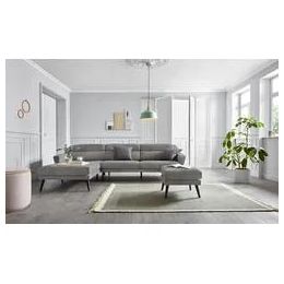 Ecksofa OTTO HOME "Bille L-Form", grau, B:302cm H:86cm T:178cm, Samtoptik (100% Polyester);Luxus-Microfaser weich (100% Polyester);Struktur (100% Polyester);Struktur fein (100% Polyester), Sofas, Ecksofa, mit Naht im R&uuml;ckenkissen und Beinen aus Eichenholz