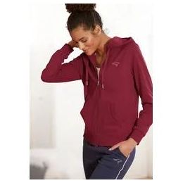 Sweatjacke Kangaroos, Damen, Gr. 32/34, rot, Interlock, Obermaterial: 60% Baumwolle, 40% Polyester, unifarben, Basic, h&uuml;ftlang, Rippb&uuml;ndchen, Sweatjacken Sweatjacke, mit gro&szlig;em Logodruck auf dem R&uuml;cken, Loungewear