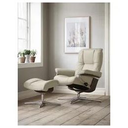 Relaxsessel stressless "Mayfair", beige (cream batick), B:83cm H:102cm T:74cm, Leder BATICK: BATICK ist ein leicht korrigiertes, durchgef&auml;rbtes und genarbtes M&ouml;belleder, bei dem die meisten Unebenheiten und Spuren in der Regel entfernt wurden., Sessel, Relaxsessel, mit Hocker, mit Cross Base, Gr&ouml;&szlig;e S, M & L, Holzakzent Braun