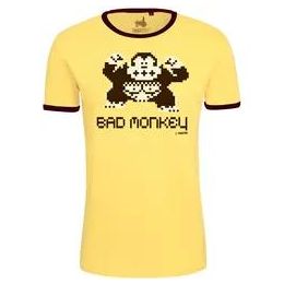 T-Shirt logoshirt "Bad Monkey", Herren, Gr. XL, gelb (gelb, braun), 100% Baumwolle, bedruckt, normal, Rundhals, Shirts T-Shirt, mit trendigem Gaming-Print