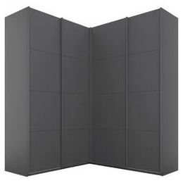 Schwebet&uuml;renschrank Rauch "Schrank Garderobe Eckkleiderschrank QUADRA Front in Dekor/Hochglanz", grau (graumetallic), B:181cm H:229cm T:187cm, Holzwerkstoff, Schr&auml;nke, Schwebet&uuml;renschrank, gro&szlig;er Eckschrank mit viel Stauraum, Ma&szlig; 181x187 cm MADE IN GERMANY