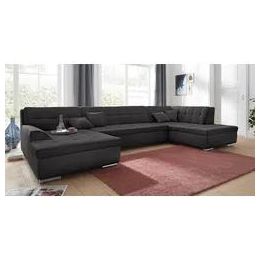 Wohnlandschaft DOMO collection "Aversa U-Form", braun (espresso), B:364cm H:83cm T:201cm, Luxus-Microfaser (100% Polyester);Struktur (100% Polyester);Struktur weich (100% Polyester), Sofas, Wohnlandschaft, wahlweise mit Bettfunktion, frei im Raum stellbar