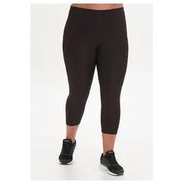 Trainingstights Q BY ENDURANCE "Reimia 7/8", Damen, Gr. 48, EURO-Gr&ouml;&szlig;en, bunt (dunkelbraun, flieder), 77% Polyester, 23% Elasthan, unifarben, Hosen, mit atmungsaktivem Recycling-Polyester