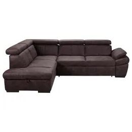 Ecksofa exxpo - SOFA FASHION "Salerno, Funktionssofa, hoher Sitzkomfort, Breite 268cm, L-Form", braun (dunkelbraun), B:268cm H:77cm T:204cm, NaturLeder;Primabelle-Microfaser (100% Polyester);Luxus-Kunstleder, Sofas, Ecksofa, inkl. Kopf- und Armteilverstellung, wahlweise mit Bettfunktion