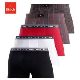 H.I.S. Boxer H.I.S "Boxershorts f&uuml;r Herren", Herren, Gr. XXL, 5 Stk., rot, Jersey, Obermaterial: 95% Baumwolle, 5% Elasthan, gestreift, kariert, unifarben, Unterhosen, aus Baumwoll-Stretch