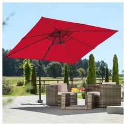 Ampelschirm Schneider Schirme "Rhodos Junior", rot, Obermaterial: 100% Polyester, Standschirme, rot, quadratisch, ohne Wegeplatten