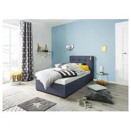 Polsterbett Home Affaire "Endres", blau, B:103cm L:210cm, imgr&auml;gnierte Struktur (100% Polyester), Betten, Polsterbett, mit Bettkasten, wahlweise ohne Matratze/Lattenrost oder incl. Matratze