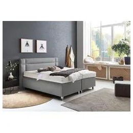 Boxspringbett, grau (feinstrukturstoff grau), Kaltschaum-Topper, Liegefl&auml;che B/L: 160cm x 200cm, H2, 7-Zonen-Kaltschaummatratze, Bezug Unterbox und Kopfteil: Feinstrukturstoff (77% Polyester, 23% Viskose);Bezug Obermatratze 100% Polyester, waschbar bis 60C, Westfalia Schlafkomfort, Komplettbetten, Boxspringbett, in diversen Ausf&uuml;hrungen