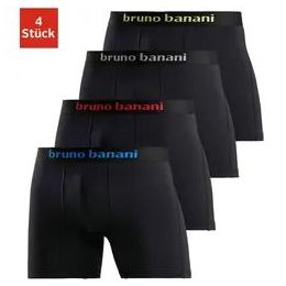 Boxer Bruno Banani "Boxershorts f&uuml;r Herren", Herren, Gr. L, 4 Stk., schwarz, Jersey, Obermaterial: 95% Baumwolle, 5% Elasthan, unifarben, Unterhosen, mit l&auml;ngerem Bein und auff&auml;lligen Logobund