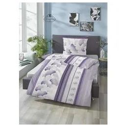 Bettw&auml;sche Biberna "Konstantin", lila (flieder), B/L: 155cm x 220cm, 1 Stk., 1 Stk., Mako-Satin, B/L: 80cm x 80cm, 2 Stk., Mako-Satin, Obermaterial: 100% Baumwolle, Bettw&auml;sche, Bettw&auml;sche, Mako-Baumwoll Satin Qualit&auml;t aus 100% Baumwolle