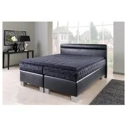 Boxspringbett, schwarz, Liegefl&auml;che B/L: 140cm x 200cm, kein H&auml;rtegrad, 7-Zonen-Kaltschaummatratze, Bezug der Obermatratze: 100% Polyester, Polyesterwatte aus 100% Polyester und Vlies aus 100% Polyester., Westfalia Schlafkomfort, Komplettbetten, Boxspringbett