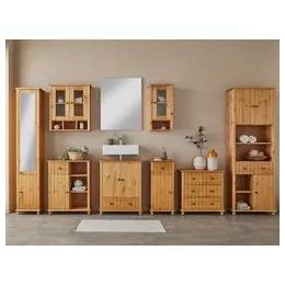 H&auml;ngeschrank Home Affaire "Vili", beige (natur), B:34,5cm H:65cm T:22cm, Massivholz, Schr&auml;nke, H&auml;ngeschrank, Aus massiver Kiefer,T&uuml;r mit Glaseinsatz