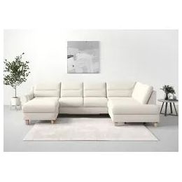 Sit & More Wohnlandschaft SIT & MORE "Far&ouml; U-Form", beige (creme), B:325cm H:90cm T:187cm, Sofas, Wohnlandschaft, inklusive Federkern, wahlweise mit Bettfunktion und Bettkasten