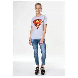 T-Shirt logoshirt "Superman Logo", Damen, Gr. XL, grau (grau, meliert), 100% Baumwolle, bedruckt, normal, Rundhals, Shirts T-Shirt, mit trendigem Superhelden-Print