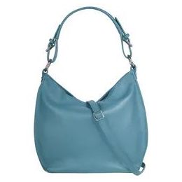 Shopper Samantha Look, Damen, Gr. B/H/T: 36cm x 30cm x 10cm onesize, blau, Leder, leicht gl&auml;nzend, unifarben, Taschen Shopper, echt Leder, Made in Italy