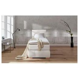 Boxspringbett Home Affaire "Wehma", beige (natur), B:110cm L:213cm, Struktur fein (100% Polyester), Komplettbetten, Boxspringbett, inkl. Topper in 3 verschiedenen Matratzen, auch in Samtstoff