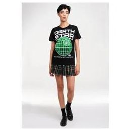 T-Shirt logoshirt "Star Wars - Death Star", Damen, Gr. XS, schwarz, 100% Baumwolle, bedruckt, unifarben, normal, Rundhals, Shirts T-Shirt, mit coolem Print