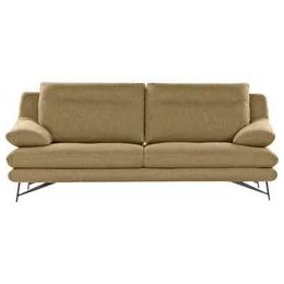 3-Sitzer Calia italia "Cezanne modern, elegant und bequem, aufwendige Detailverarbeitung", gelb (35 senape), B:215cm H:90cm T:96cm, Sofas, wahlweise mit Sitztiefenverstellung