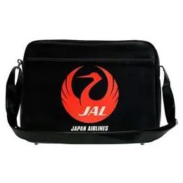 Schultertasche logoshirt "Japan Air Lines", Damen, Gr. B/H/T: 12,5cm x 30cm x 40cm, schwarz (schwarz, rot), Kunstfaser, bedruckt, mehrfarbig, Taschen Schultertasche, mit Japan Airlines-Frontdruck
