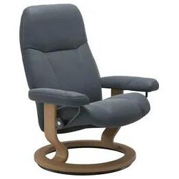 Relaxsessel stressless "Consul", blau (atlantic blau batick), B:85cm H:100cm T:77cm, Leder BATICK: BATICK ist ein leicht korrigiertes, durchgef&auml;rbtes und genarbtes M&ouml;belleder, bei dem die meisten Unebenheiten und Spuren in der Regel entfernt wurden.;Leder PALOMA: PALOMA ist ein durchgef&auml;rbtes Semianilin-M&ouml;belleder mit nat&uuml;rlicher Narbung.;ROHLEDER Stoff Q2 FARON: Ein fester zuverl&auml;ssiger Boucl&eacute; mi