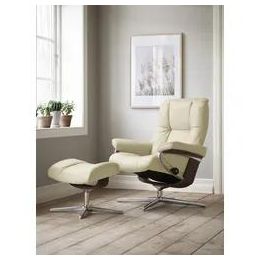 Relaxsessel stressless "Mayfair", beige (vanilla paloma), B:79cm H:102cm T:73cm, Leder PALOMA: PALOMA ist ein durchgef&auml;rbtes Semianilin-M&ouml;belleder mit nat&uuml;rlicher Narbung., Sessel, Relaxsessel, mit Hocker, mit Cross Base, Gr&ouml;&szlig;e S, M & L, Holzakzent Braun