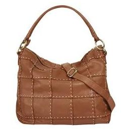 Shopper Samantha Look, Damen, Gr. B/H/T: 40cm x 30cm x 7cm onesize, braun (cognac), Leder, leicht gl&auml;nzend, unifarben, Taschen Shopper, echt Leder, Made in Italy