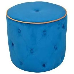 Hocker Home Affaire, blau, B:50cm H:45cm T:50cm, Samtbezug 100% Polyester, Hocker, Polsterhocker Sitzhocker