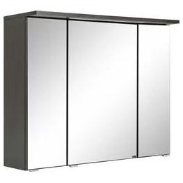 Spiegelschrank Welltime "Lucca", grau (graphit), B:80cm H:66cm T:20cm, Holzwerkstoff, MDF, Schr&auml;nke, Spiegelschrank, mit LED Beleuchtung