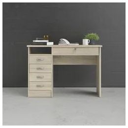 Schreibtisch Inosign "Function Plus, Arbeitstisch, B&uuml;rotisch, staurum, minimalistisch", braun (eichefarben), B:109,3cm H:75,6cm T:48,5cm, Tische, Schreibtisch, mit 4 Schubladen, 1 offenes Fachbreite 110 cm