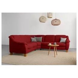 Ecksofa Home Affaire "Caldera L-Form", rot (bordeaux), B:270cm T:250cm, 100% Polyester, Sofas, Ecksofa, Federkern, wahlweise mit Kopfteilverstellung, Bettfunktion, Bettkasten
