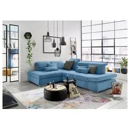 Ecksofa "SO 4100 mit komfortablen Federkern und Kopfteilverstellung", blau (hellblau 1695), B:291cm H:80cm T:226cm, SET ONE BY Musterring, Sofas, Ecksofa, wahlweise mit Bettfunktion und Sitztiefenverstellung, L-Form