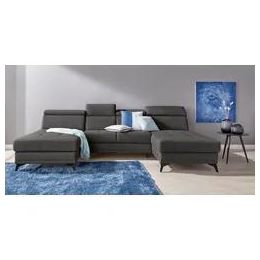 Wohnlandschaft Home Affaire "Cardiz U-Form", grau (anthrazit), B:296cm H:83cm T:173cm, Webstoff (100% Polyester);Luxus-Microfaser Paris (90% Polyester/10% Polyamid);Struktur fein (100% Polyester);Samtoptik (100% Polyester), Sofas, Wohnlandschaft, inkl.Kopfteilverstellung und Federkern wahlweise mit Bettfunktion