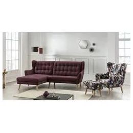 Ecksofa Home Affaire "Louanne, L-Form", rot (merlot), B:250cm H:107cm T:173cm, Sofas, Ecksofa, mit Holzf&uuml;&szlig;en