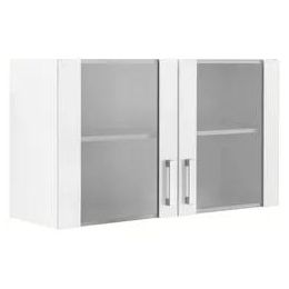 H&auml;ngeschrank Optifit "Odense", wei&szlig; (wei&szlig;, wei&szlig;, milchglas), B:100cm H:57,6cm T:34,6cm, Schr&auml;nke, H&auml;ngeschrank, 100 cm breit, mit 2 T&uuml;ren mit Grauglaseinsatz