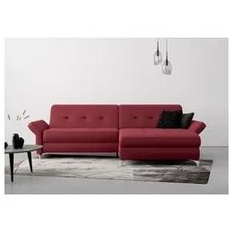 Ecksofa Home Affaire "Maredo L-Form", rot (bordeaux), B:284cm H:89cm T:179cm, 100% Polyester, Sofas, Ecksofa, Federkern, wahlweise auch mit Kopfteil- und Armlehnverstellung