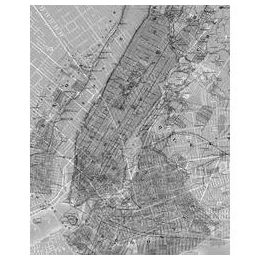 Vliestapete Komar "Digitaldruck Vlies - NYC Map - Gr&ouml;&szlig;e 200 x 250 cm", grau, B:200m L:250m, Vlies, Tapeten, Wohnzimmer, Schlafzimmer