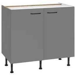 Unterschrank Optifit "Elga", grau (basaltgrau, basaltgrau), B:90cm H:87cm T:58,4cm, Holzwerkstoff, Schr&auml;nke, Unterschrank, mit Soft-Close-Funktion, h&ouml;henverstellbare F&uuml;&szlig;e, Breite 90 cm