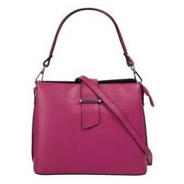 Henkeltasche CLUTY, Damen, Gr. B/H/T: 25cm x 21cm x 12cm onesize, pink, Leder, leicht gl&auml;nzend, unifarben, Taschen, echt Leder, Made in Italy