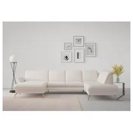 Sit & More Wohnlandschaft SIT & MORE "Fashion U-Form", beige (creme), B:338cm H:84cm T:207cm, Sofas, Wohnlandschaft, wahlweise mit Kopfteilverstellung, Vorziehsitz, motorisch, Nickelf&uuml;&szlig;e