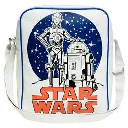 Schultertasche logoshirt "Krieg der Sterne - C-3PO R2-D2", Kinder, Gr. B/H/T: 28cm x 32cm, bunt (wei&szlig;), Lederimitat, bedruckt, mehrfarbig, Taschen Schultasche Schultertasche, mit C-3PO- und R2-D2-Frontdruck