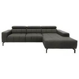 Ecksofa DOMO collection "Cunelli tolle Sitzn&auml;hte als Designelement, fester Sitzkomfort, L-Form", grau, B:292cm H:79cm T:175cm, Lederlook;100% Polyurethan, Sofas, Ecksofa, whlw. verstellbare Kopfteile, passend f&uuml;r g&auml;ngige Saugroboter
